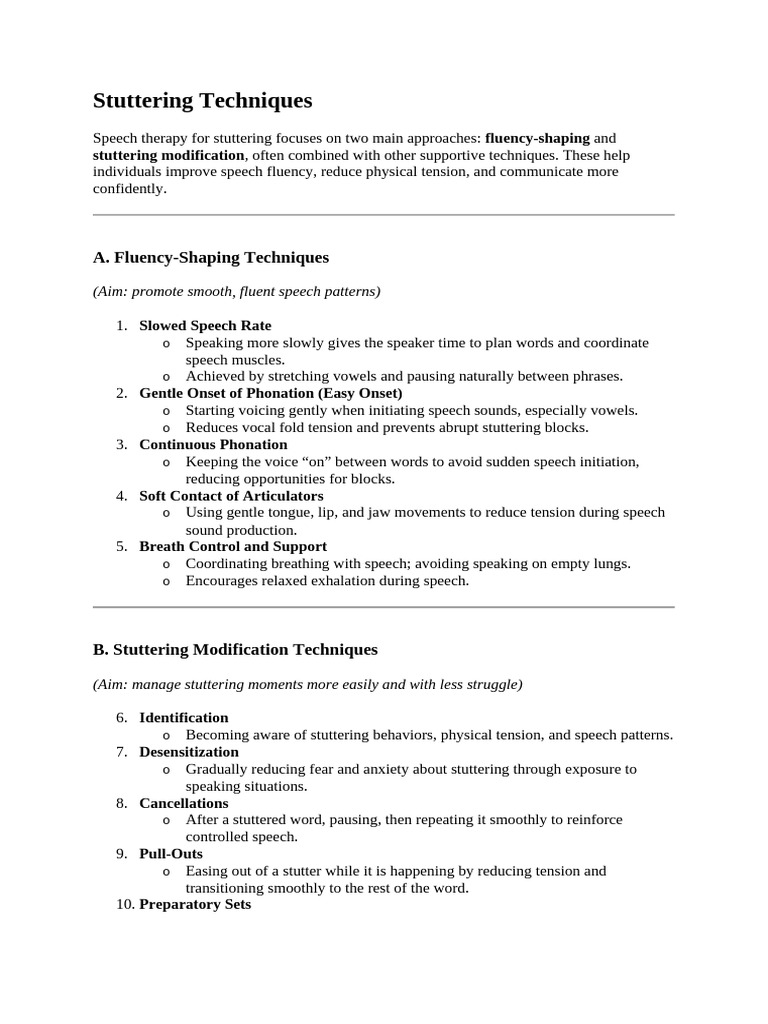 Stuttering Modification Techniques Guide | PDF | Stuttering | Speech