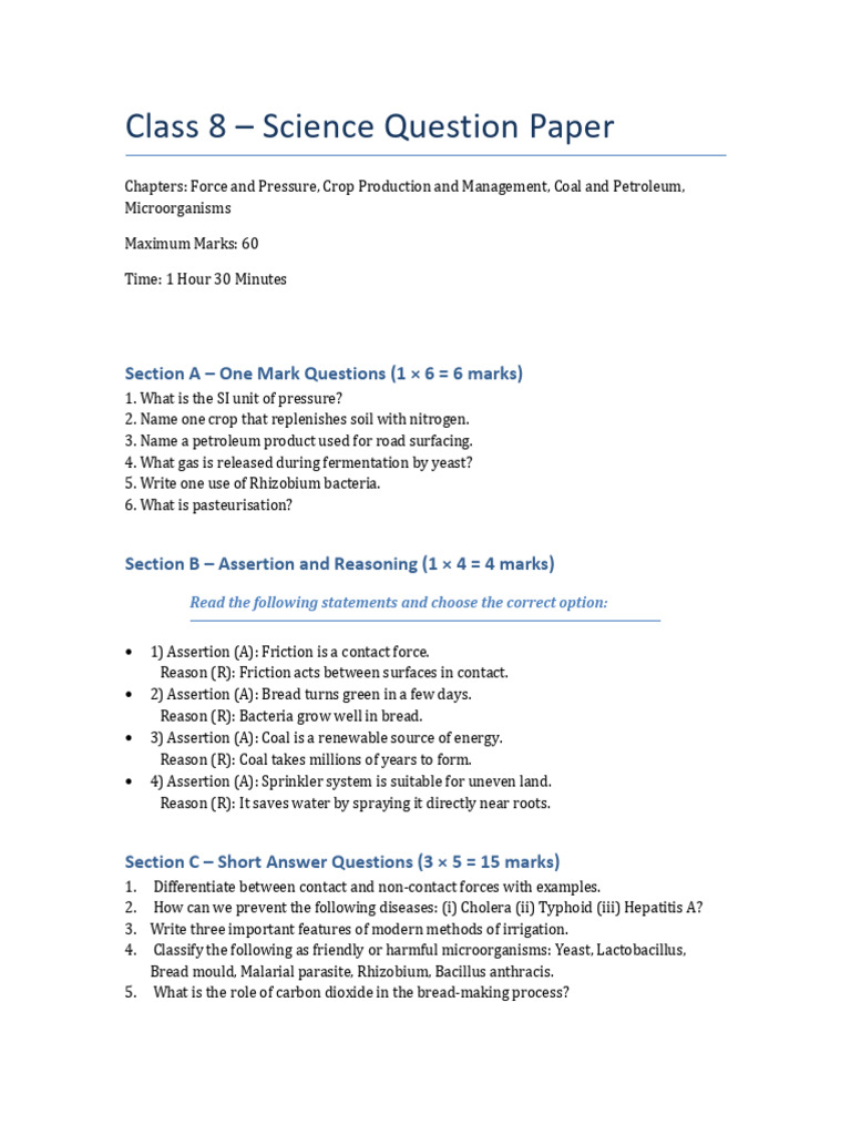 8th Grade Science Test - 2 - July | PDF