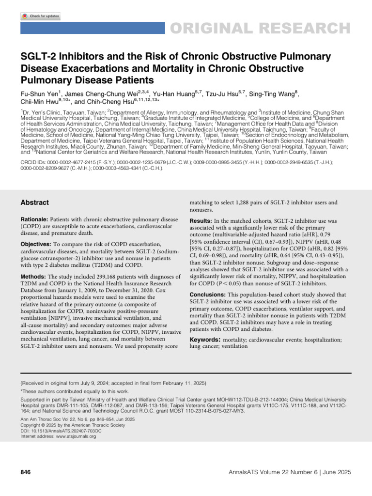 SGLT-2 Inhibitors Reduce COPD Risks | PDF | Chronic Obstructive ...