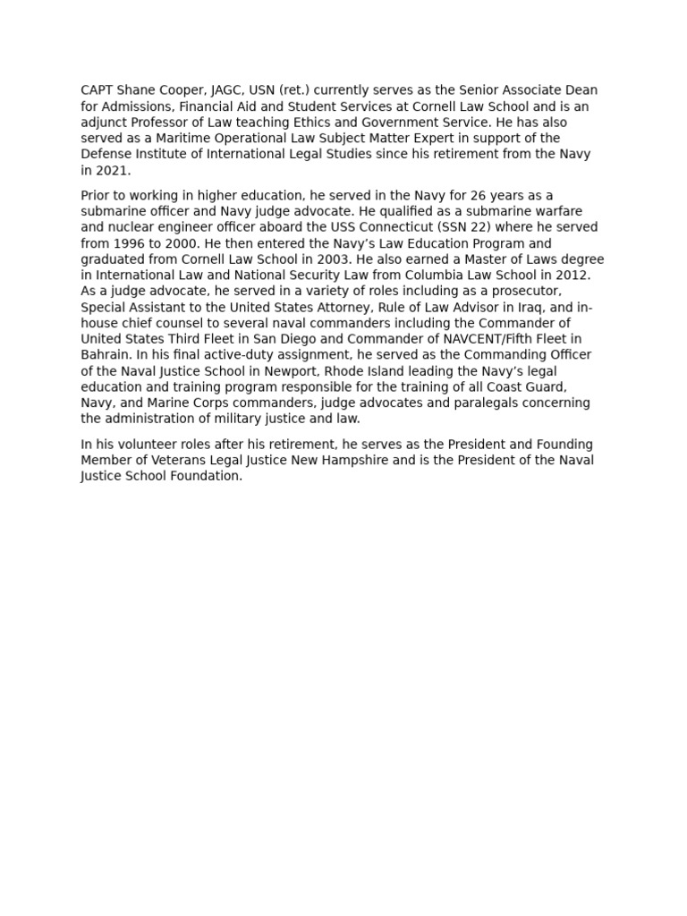 Shane Cooper - Biography | PDF