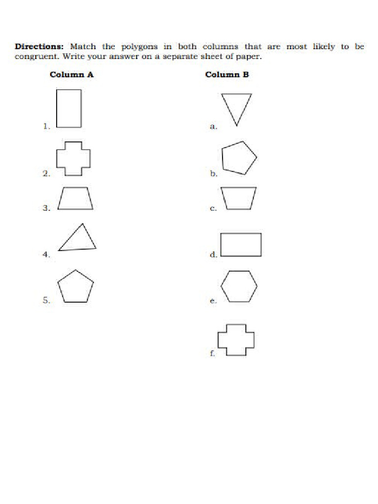 Congruent Polygons Activity Sheet | PDF