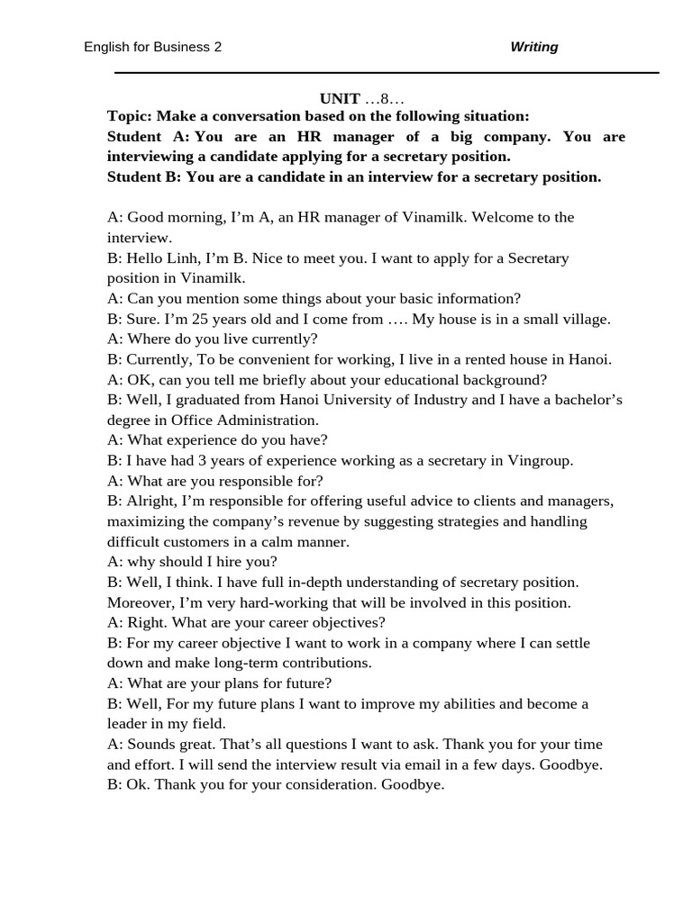 Unit 8 (Speaking) | PDF