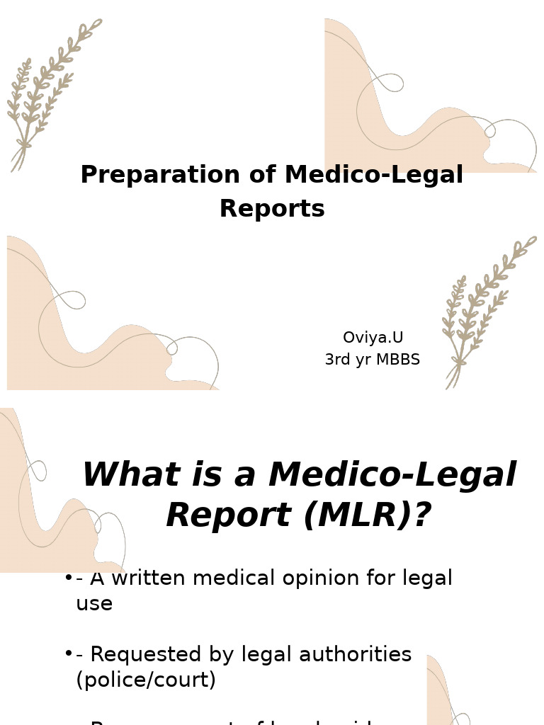 Medico-Legal Report Essentials | PDF