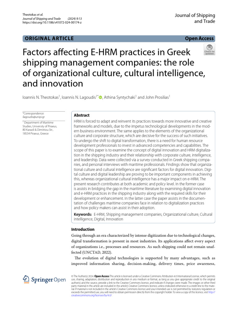 E-HRM Practices in Greek Shipping Companies | PDF | Human Resource ...