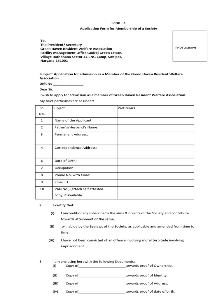 Green Haven - Membership Form | PDF | Government And Personhood | Government