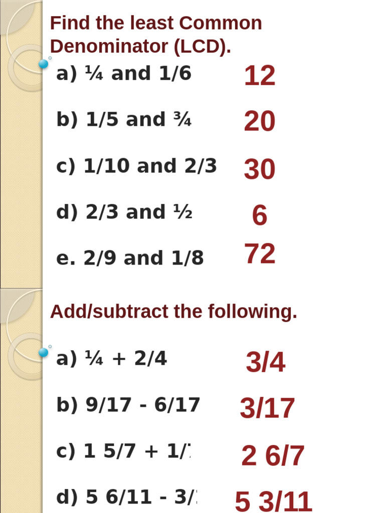 Adding and Subtracting Fractions | PDF | Elementary Mathematics ...