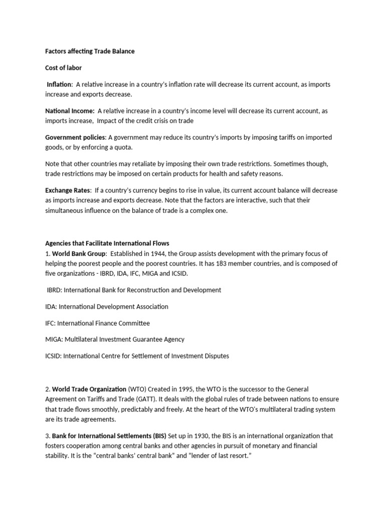 Factors Influencing Trade Balance | PDF