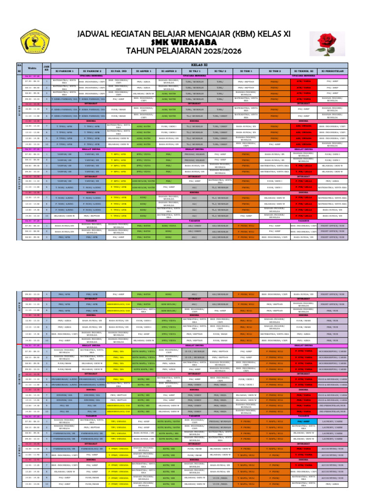 Jadwal Kelas Xi 2025-2026 | PDF