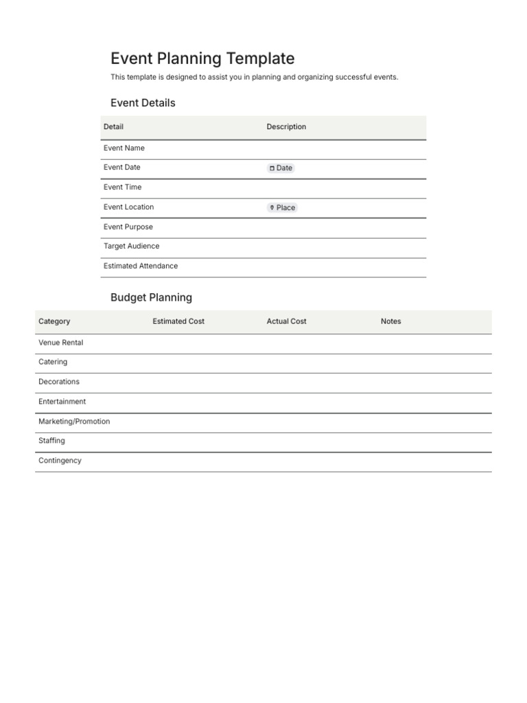 Template For Event Planning | PDF | Business