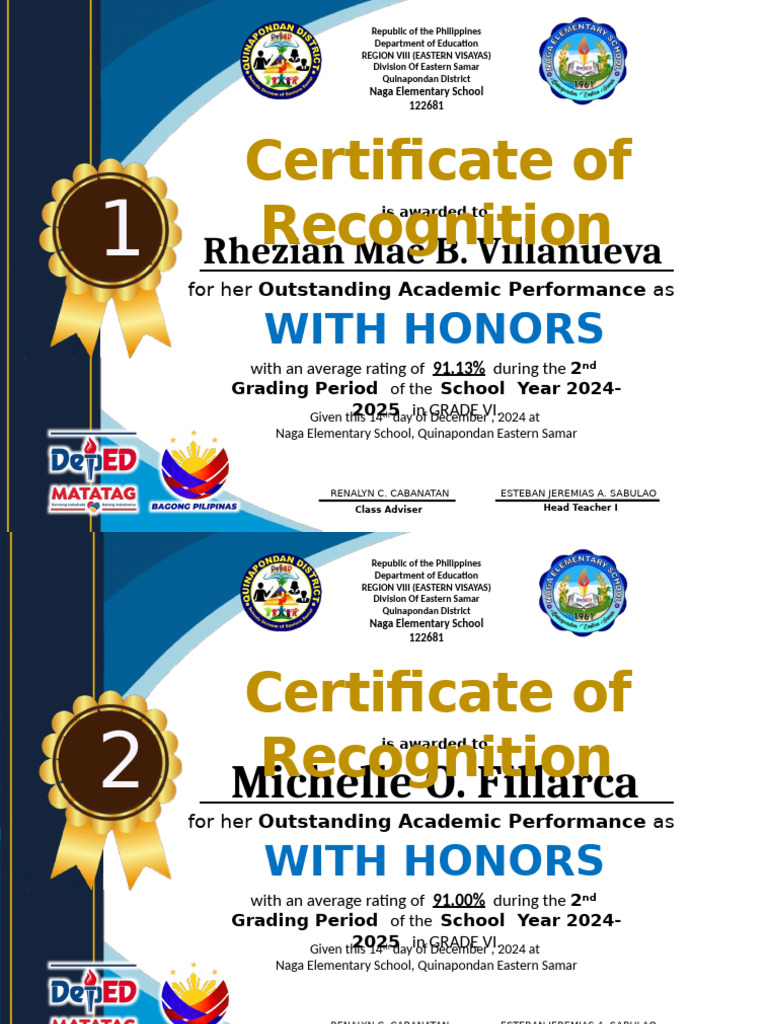3RD Quarter Recognition Certificates #5 | PDF | Social Institutions ...