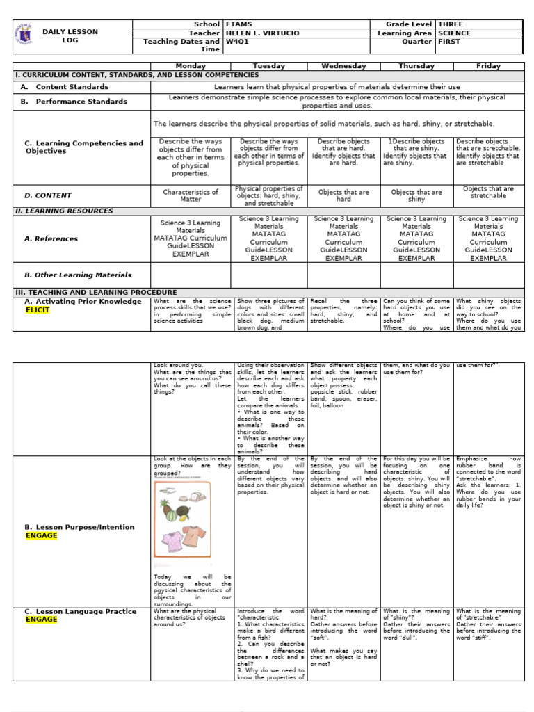 Grade 3 Science: Properties of Matter | PDF | Curriculum | Learning