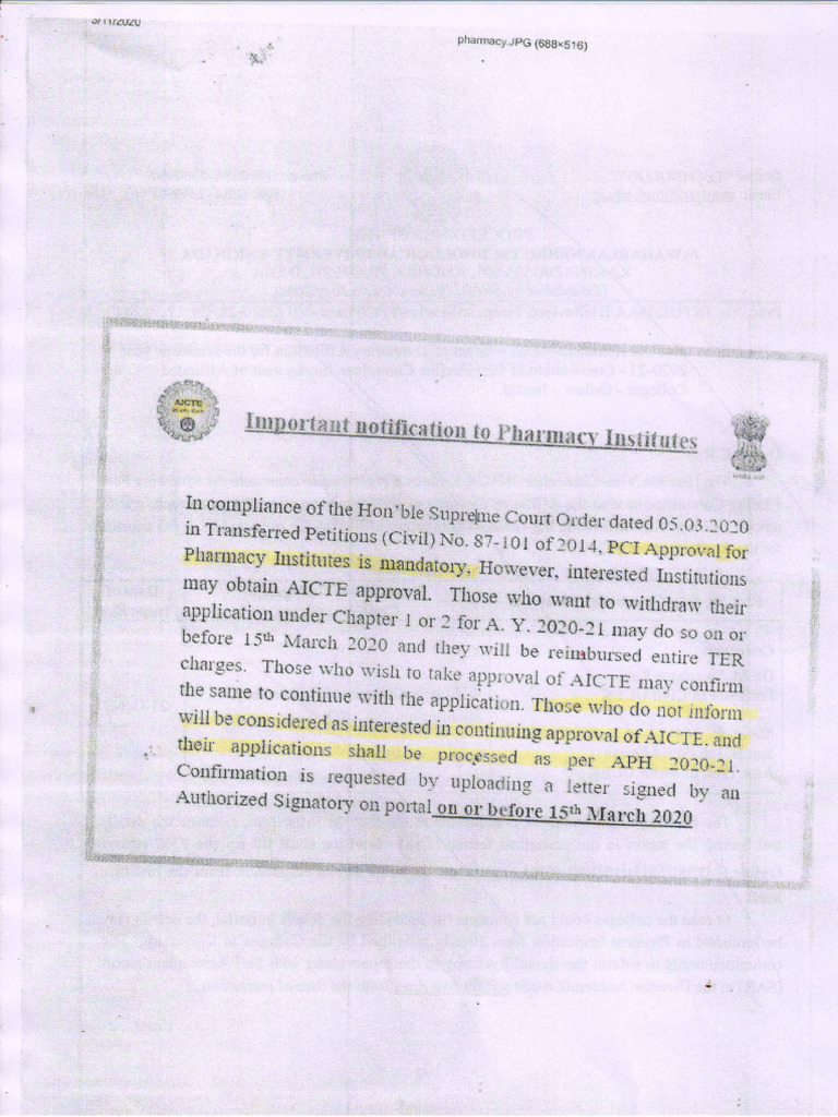 Aicte Pharmac Approval | PDF