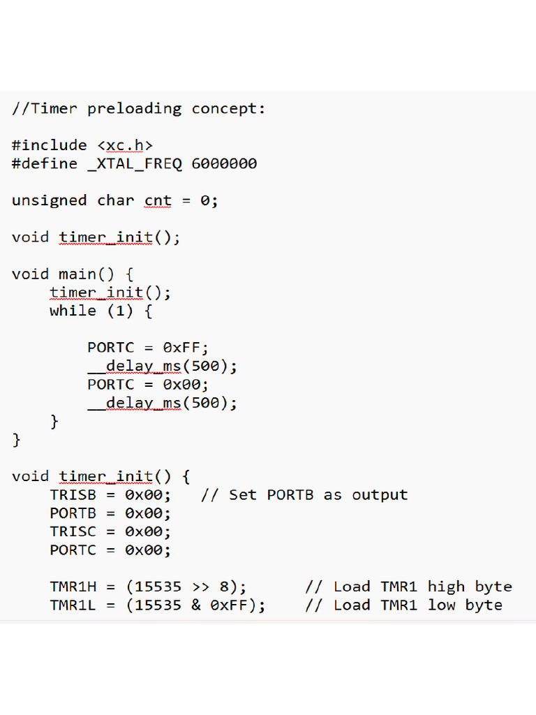 Timer Preloading Task Program | PDF