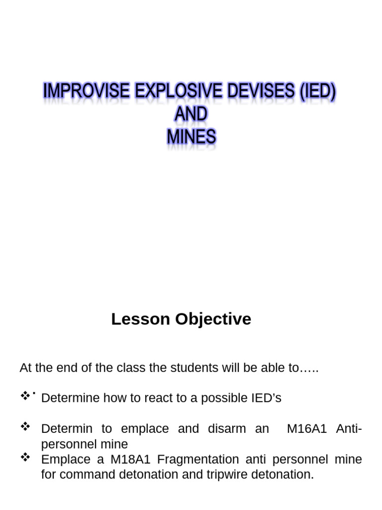 IED Awareness and Mine Handling Guide | PDF | Improvised Explosive ...