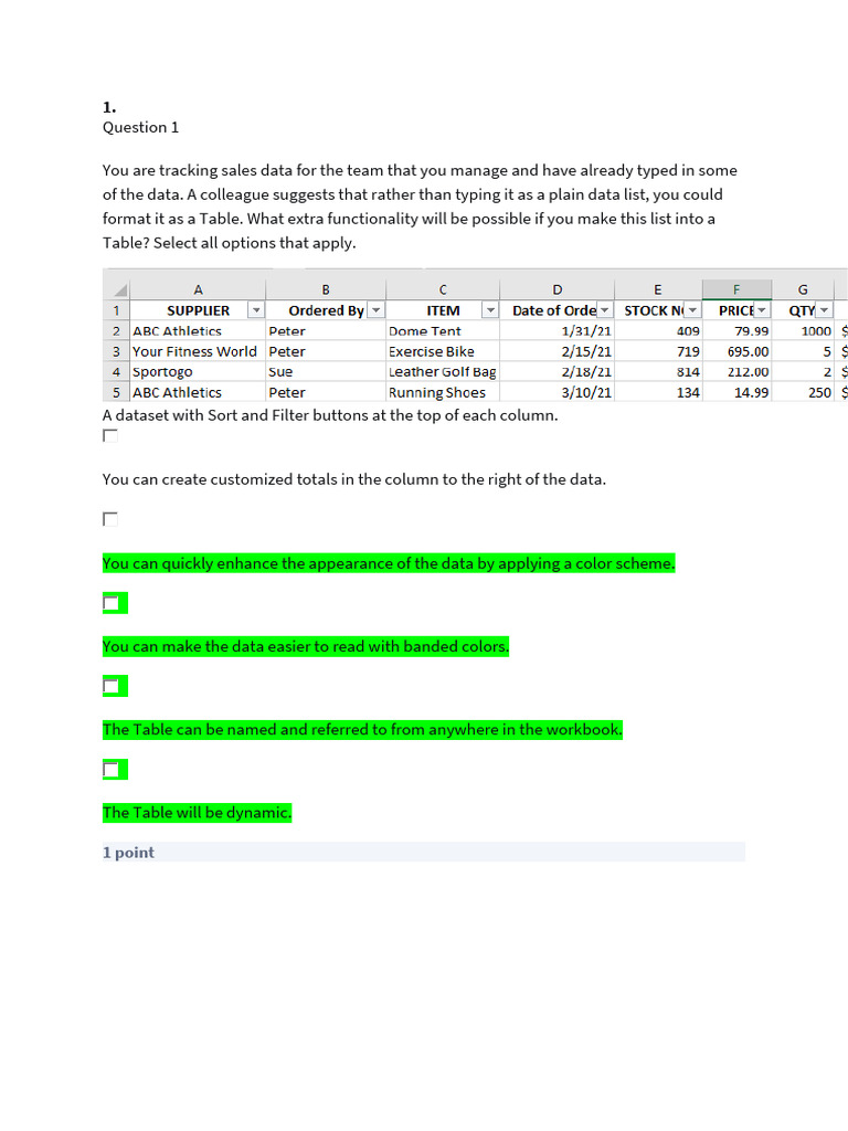 Module Graded Quiz Organizing and Visualizing Data | PDF | Computing