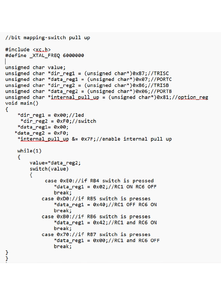 Pull Up Switch (Bit Mapping) | PDF