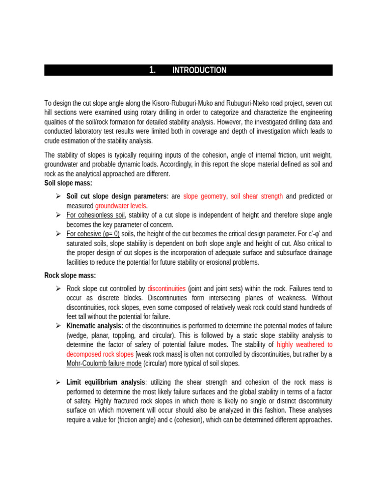 KRN - Selected Cut Slope Slope Stability - Final | PDF | Landslide ...