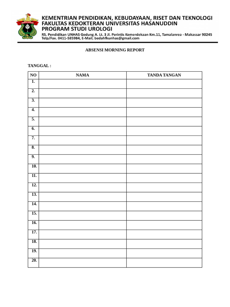 Morning Report Attendance Template | PDF