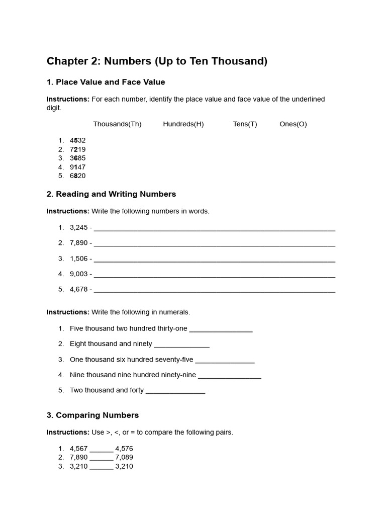 Chapter 2 - Numbers - Worksheet 1 | PDF