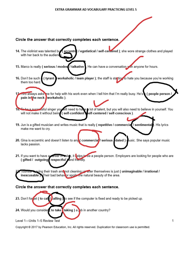 Grammar Practice Level 5 Review | PDF