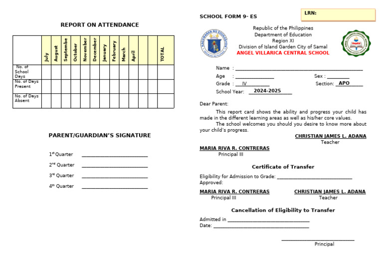 Report Card 1 Word A4 Page 1 Richa | PDF