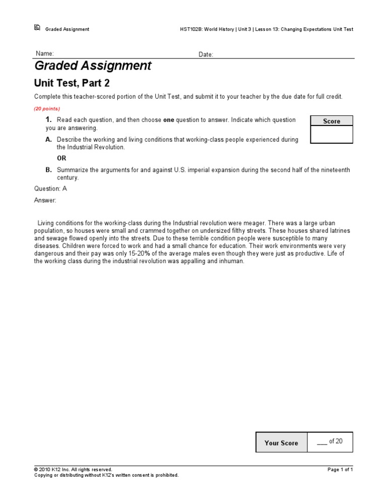 Graded Assignment: Unit Test, Part 2 | PDF