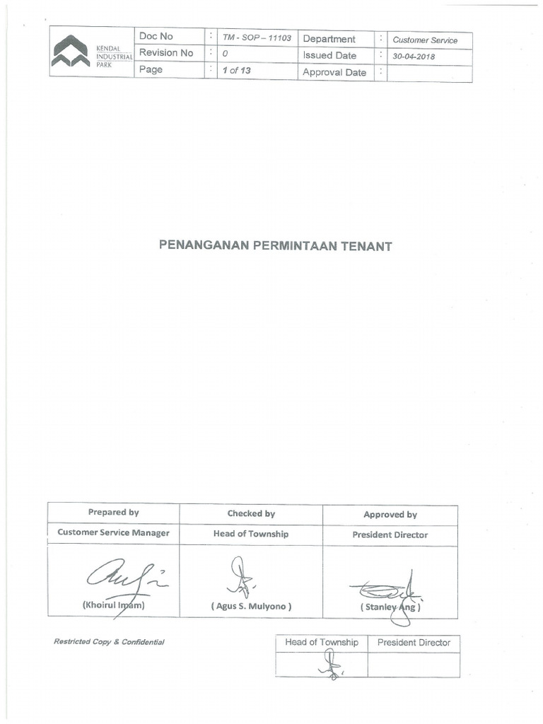 SOP - Penanganan Permintaan Tenant | PDF