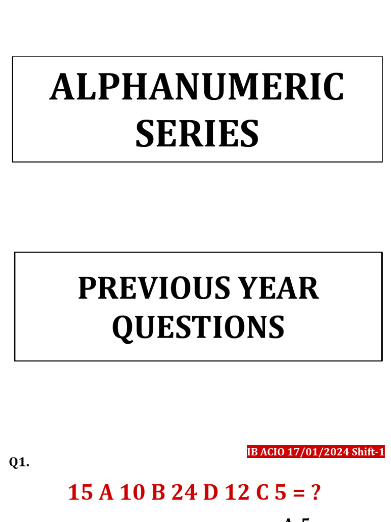 Alpha Numeric Series | PDF
