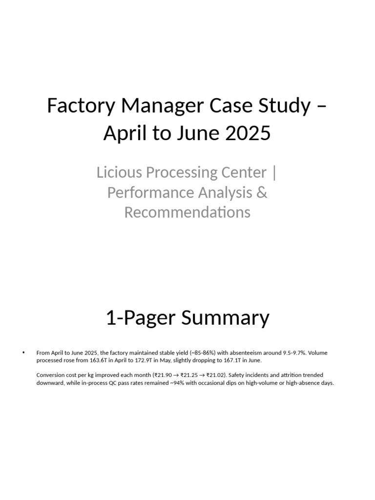 Licious Factory Case Study Presentation With Charts | PDF