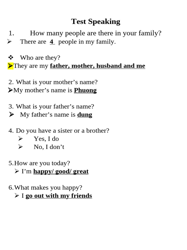 Test Speaking | PDF