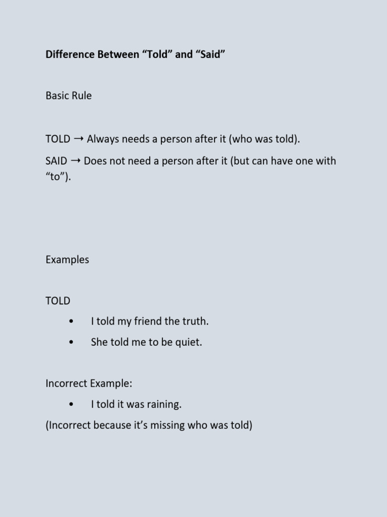 Difference Between TOLD and SAID | PDF