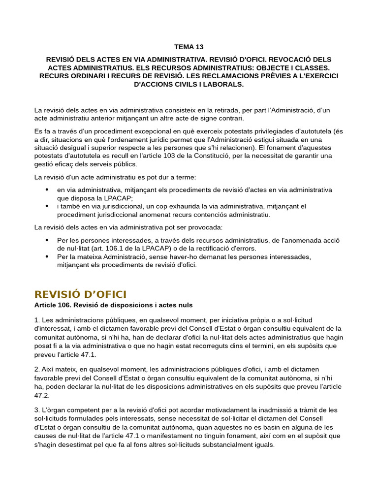 Tema 13. Acte Administratiu, Recursos | PDF