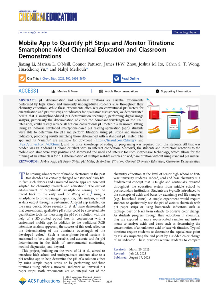 Li Et Al 2023 Mobile App To Quantify PH Strips and Monitor Titrations ...