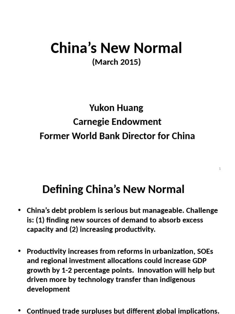 2 - Chinas New Normal - Yukon Huang | PDF | Gross Domestic Product | China