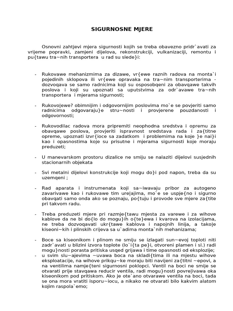 Mjere Sigurnosne Za TT | PDF