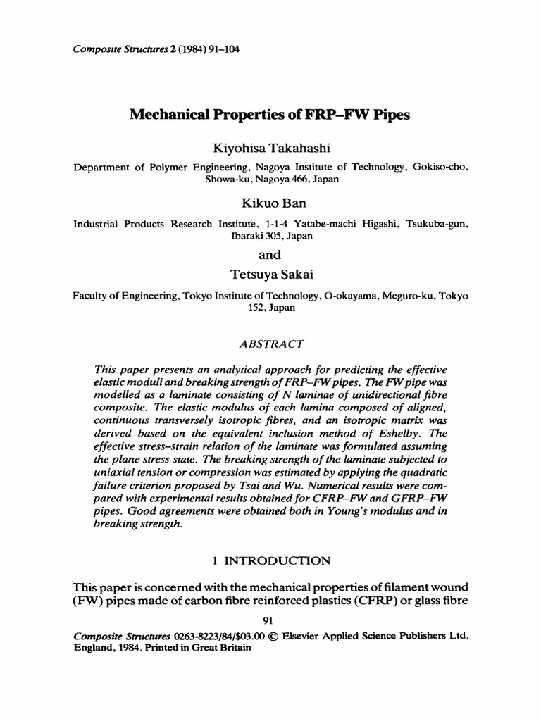 Mechanical Properties of FRP-FW Pipes | PDF | Young's Modulus ...