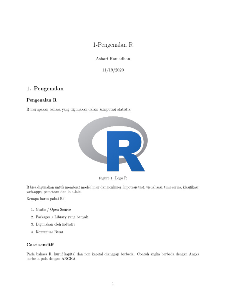 Pengenalan Dasar Bahasa R | PDF