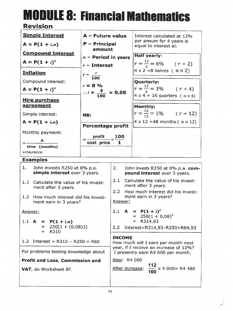 GR 10 CH 8 Financial Mathematics | PDF