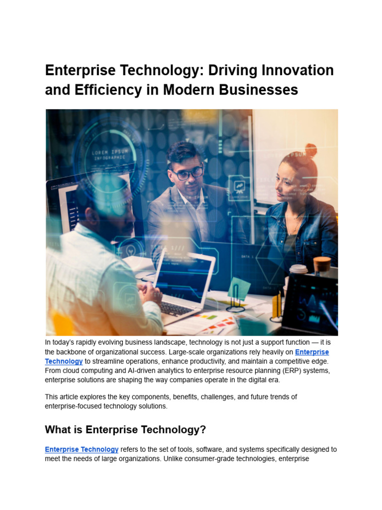 Trends in Enterprise Technology Solutions | PDF | Enterprise Resource ...