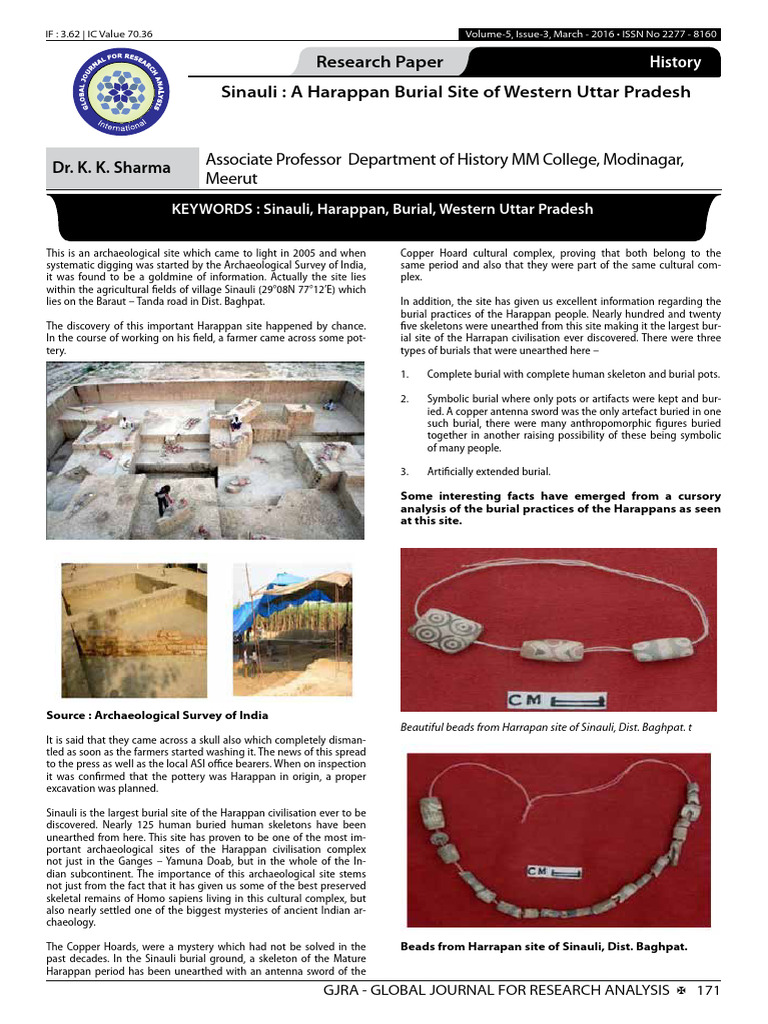 Sinauli: Major Harappan Burial Site | PDF | Archaeology