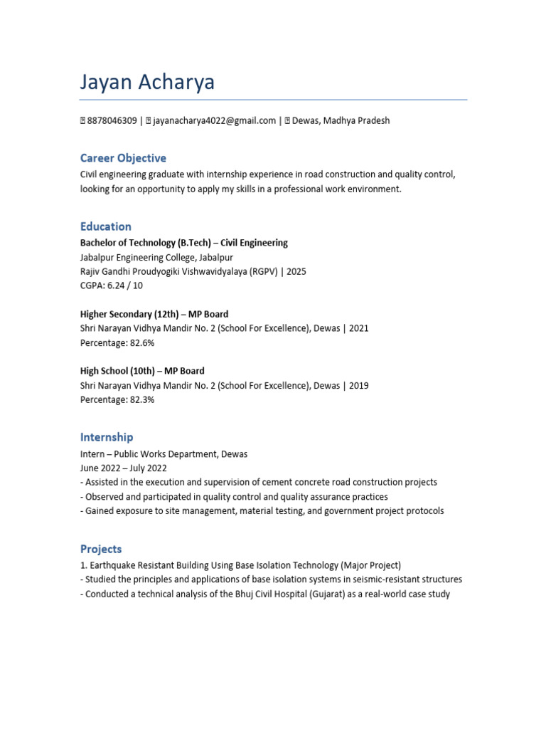 Jayan Acharya Resume | PDF