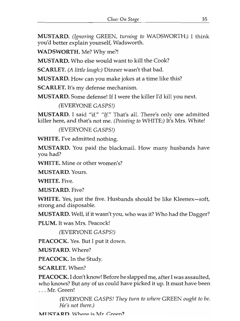 CLUE On Stage by Jonathan Lynn (33 34) | PDF