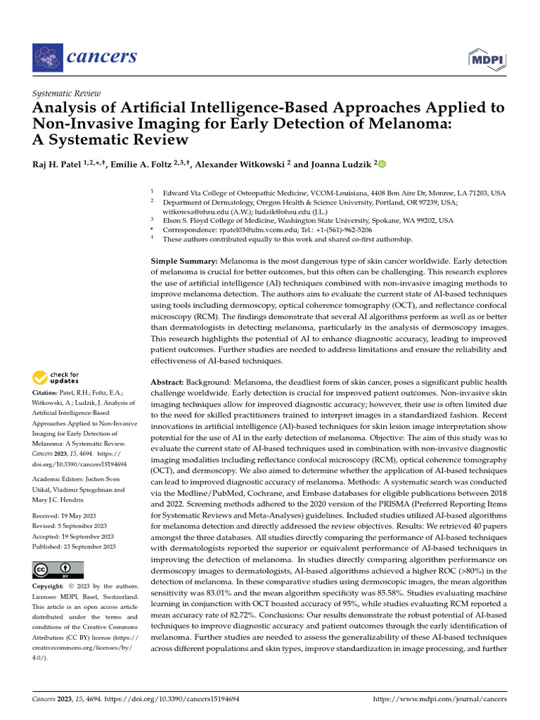 Skin Cancer Image Classification Using Artificial Intelligence Strategies: A Systematic Review ...