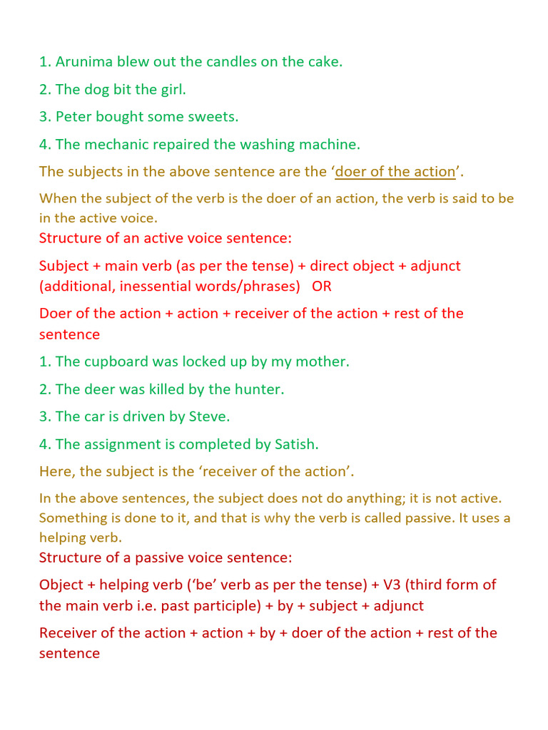Active and Passive Voice Explained | PDF | Verb | Subject (Grammar)