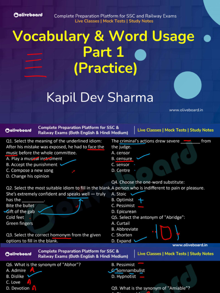 Vocabulary Word Usage - Part 1 1752345951 | PDF