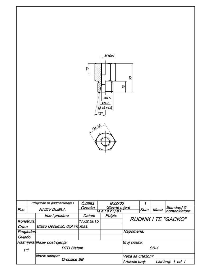 Prikljucak Podmaz. SB-1 | PDF