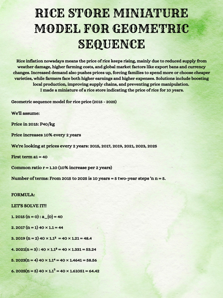 RICE STORE MINIATURE MODEL FOR GEOMETRIC SEQUENCE Rice Inflation ...