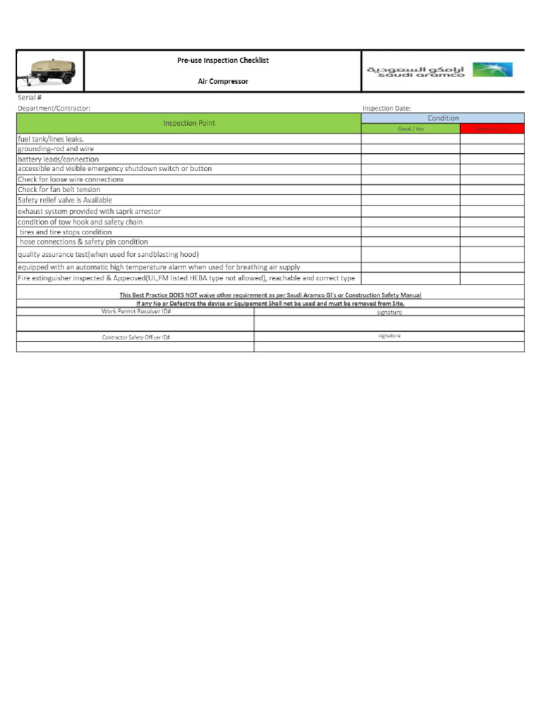 Compressor Checkilist | PDF