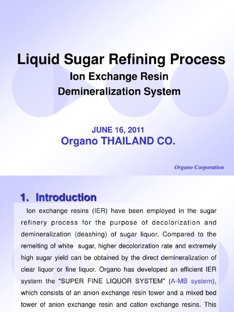 Sugar-Ion Exchange Resin Process | PDF