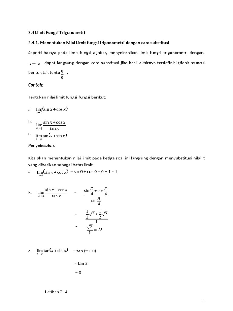 Limit Fungsi Trigonometri | PDF